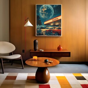 Surreal Space Poster 1950s Cosmic Gas Station Retro Scifi Collage Art ...
