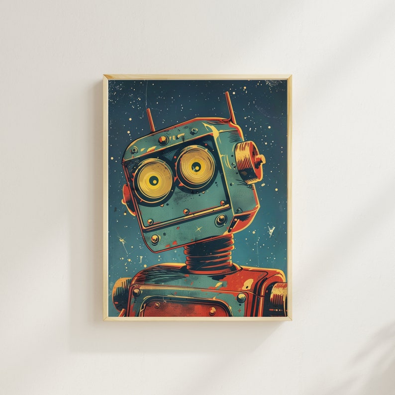 Vintage Robot Art Retro-futurism Vintage Space Art Sci-fi Poster ...