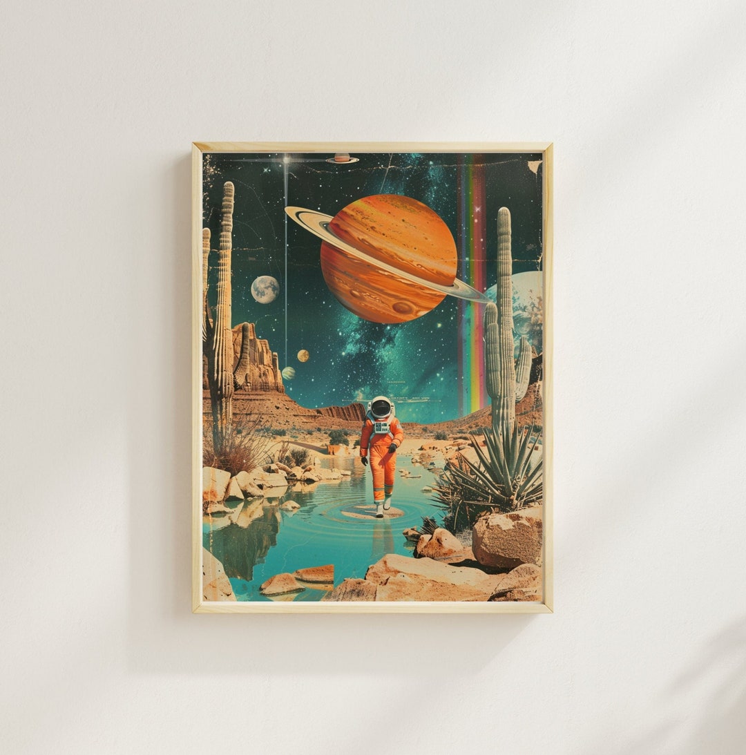 Vintage Space Art Scifi Collage Poster Space Travel Poster Vintage ...