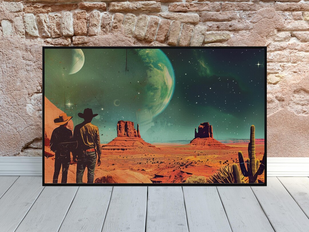 Retro Futuristic Art Poster Vintage Western Monument Valley Scifi ...