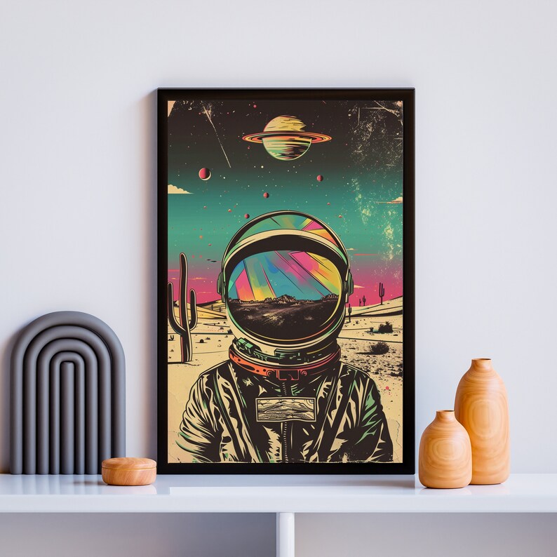 Astronaut Wall Art Futuristic Space Art Print Vintage Retro Space ...