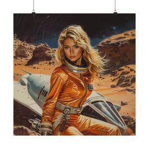 Retro Space Astronaut Poster 50s 'space Gal' Vintage Scifi Collage Art ...