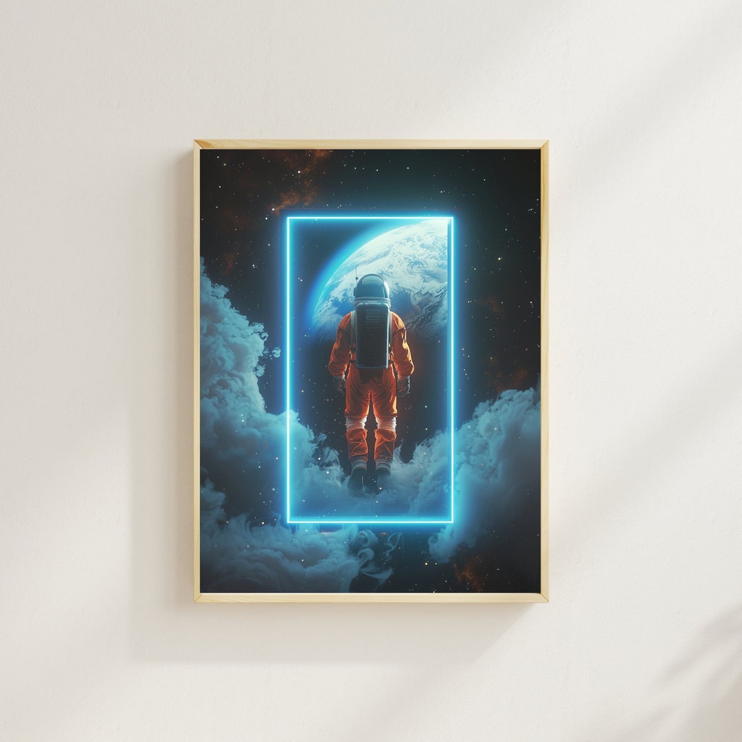 Retro Futurism Astronaut Art Vintage Collage Poster Nasa Inspired ...