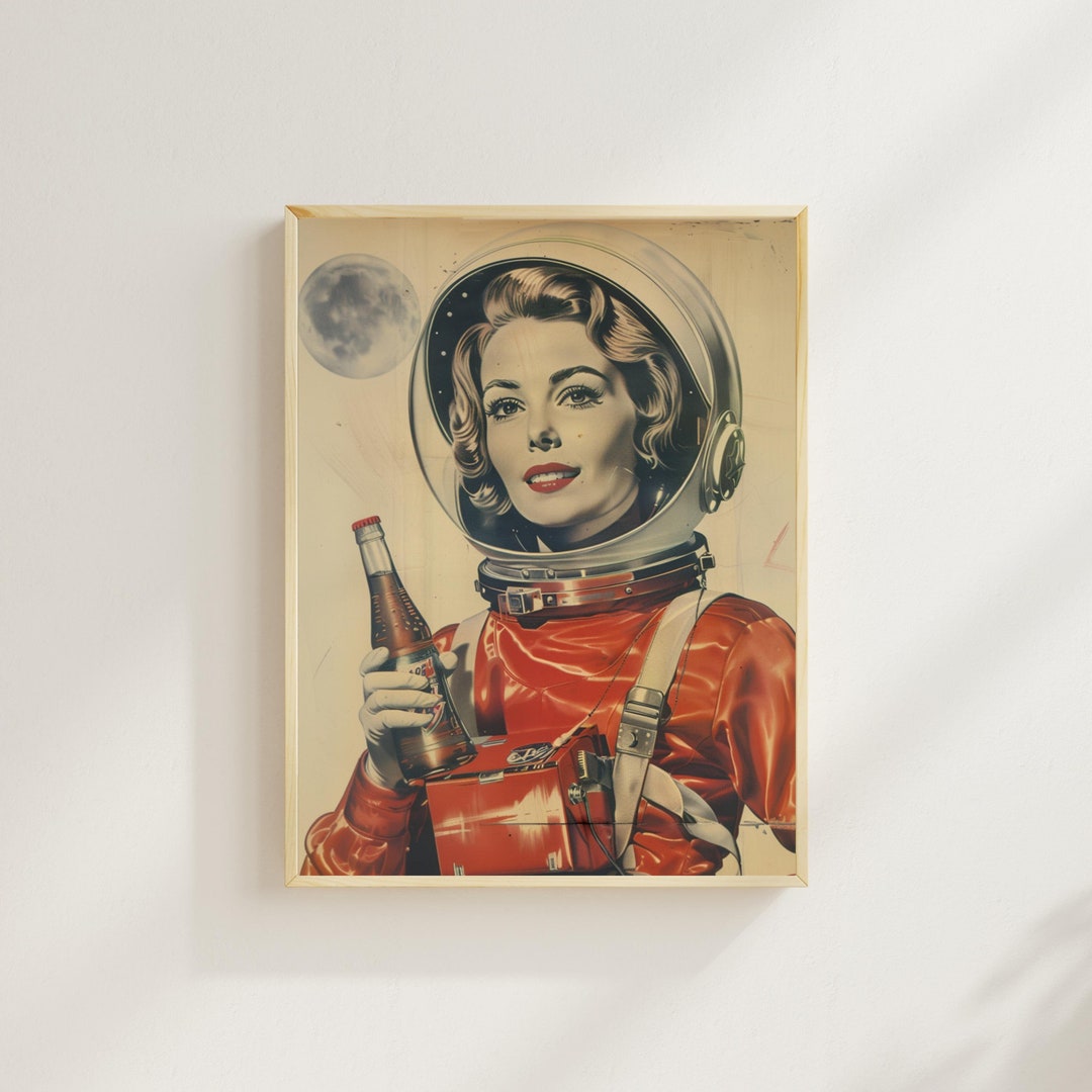 Vintage 1950s Soda Ad Astronaut Poster Space Poster Vintage Scifi ...