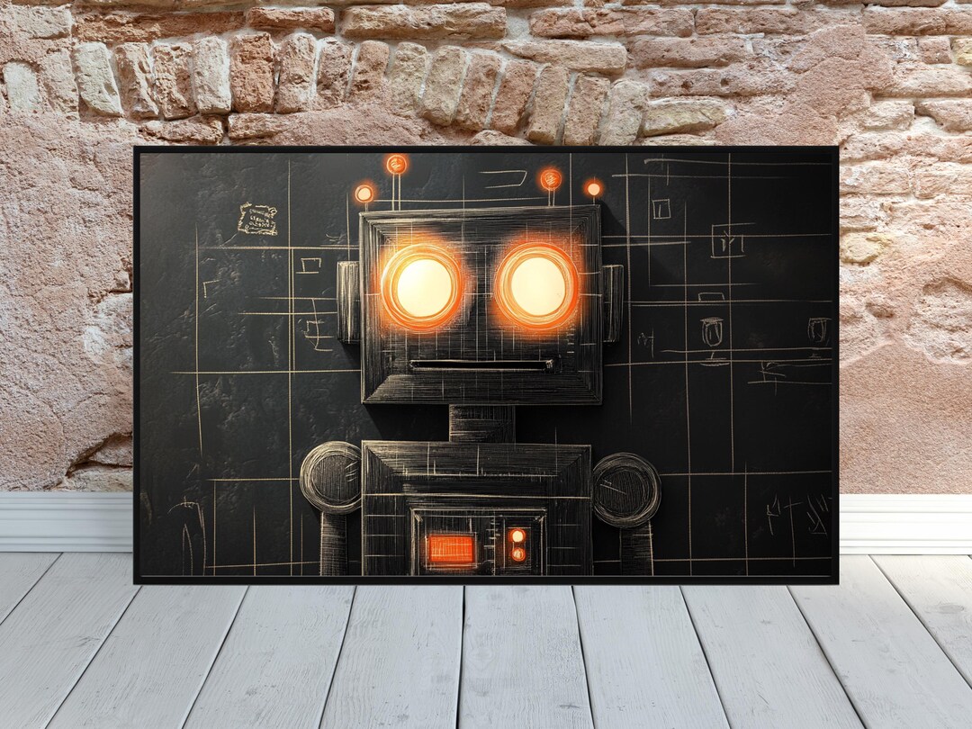 Retro Robot Wall Art Diagrammatic Drawing Geeky Home Decor Kids Room ...