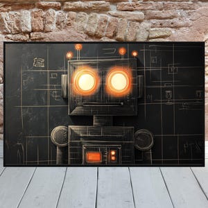 Retro Robot Wall Art Diagrammatic Drawing Geeky Home Decor Kids Room ...