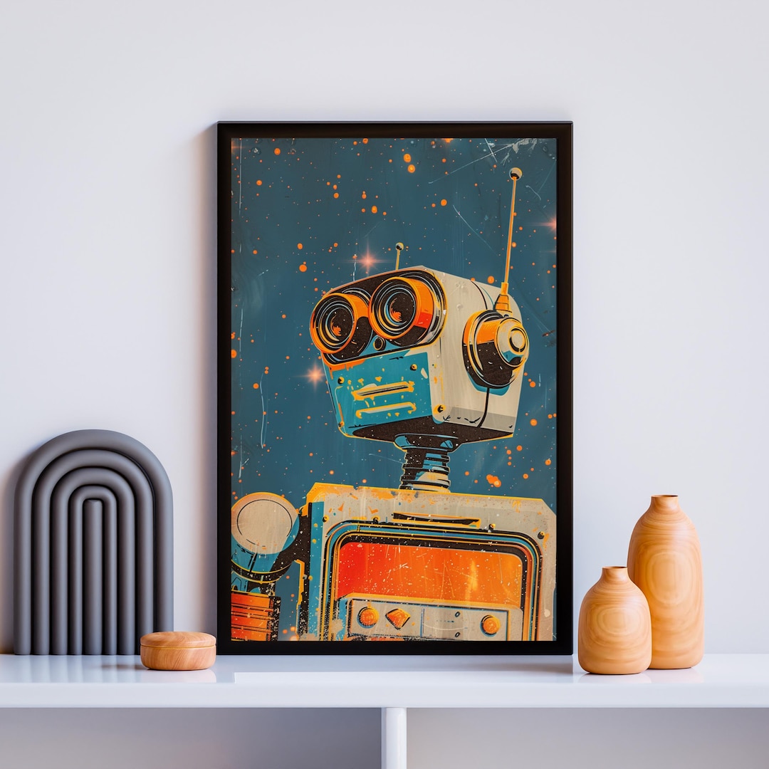 Vintage Robot Poster Art Retro-futurism Vintage Space Art Sci-fi Poster ...