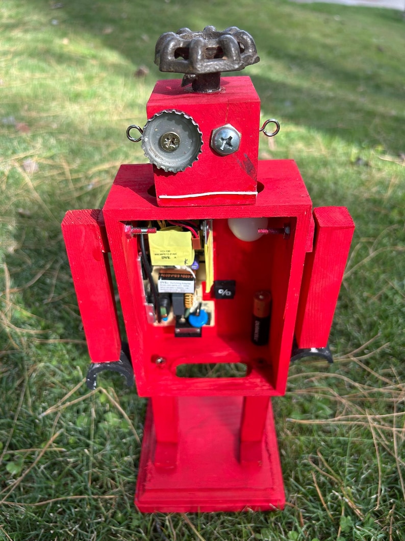 Robot Statue Home Decor Handmade Junk Robot Gift for Kids Wood Craft ...