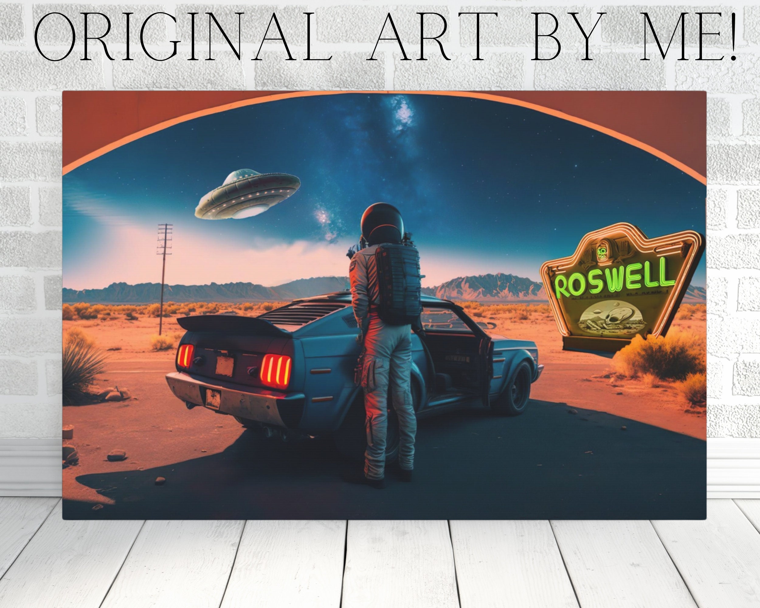 Space Canvas Art Alien Art UFO Art Galaxy Art Roswell NM Astronaut Wall ...