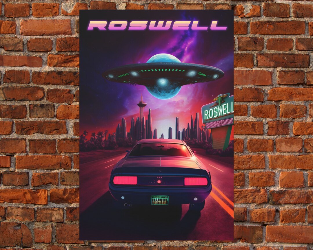 UFO Decor Synthwave Wall Art Roswell NM Futuristic Alien Lover Gift ...
