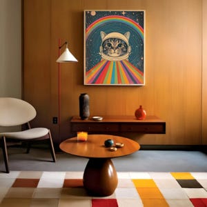 Retro Space Cat Poster Starring Cat Space Poster Vintage Scifi Poster ...