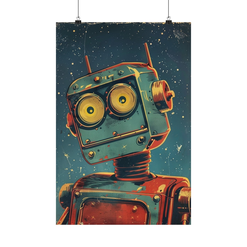 Vintage Robot Art Retro-futurism Vintage Space Art Sci-fi Poster ...