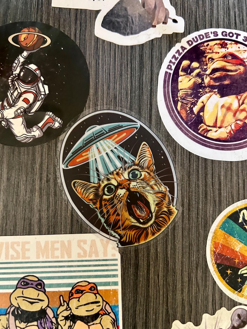 Funny Cat Sticker UFO Sticker Starring Cat Scaredy Cat Alien Sticker ...