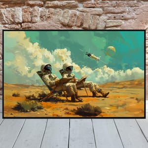 Retro Space Art Astronaut Retro Space Print Wall Decor Scifi Home Decor ...