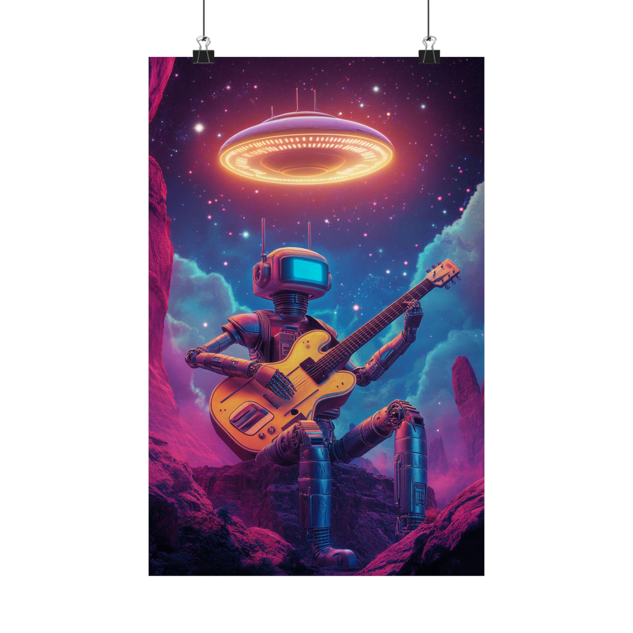 Vintage Robot Poster Retro UFO Wall Decor Robot Art Space Alien Home ...