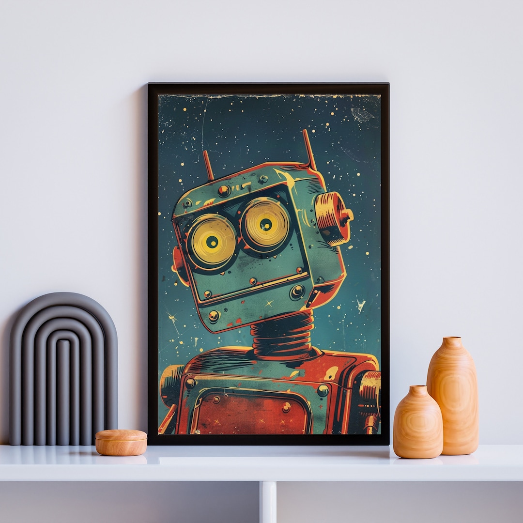 Vintage Robot Art Retro-futurism Vintage Space Art Sci-fi Poster ...