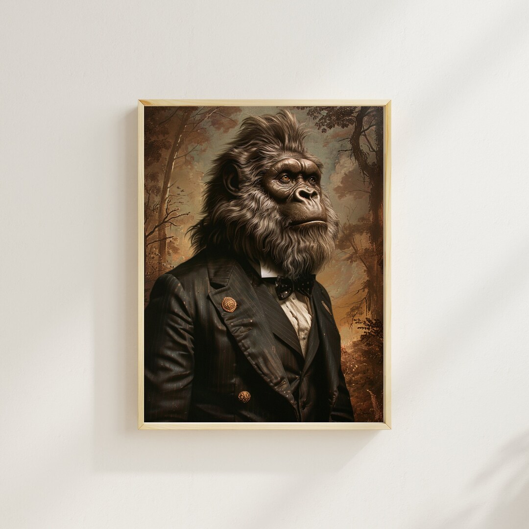 Gothic Bigfoot Portrait Vintage Bigfoot Art Yeti Art Portrait Sasquatch ...