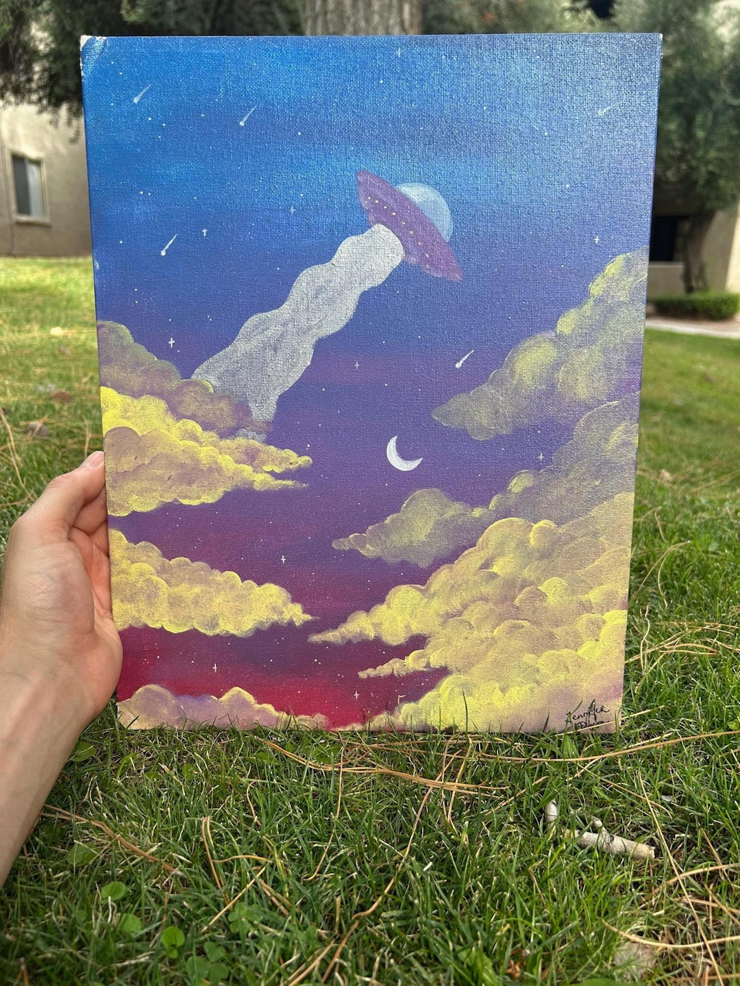 Original UFO Acrylic Painting Alien Art UFO Wall Art Space Painting UFO ...