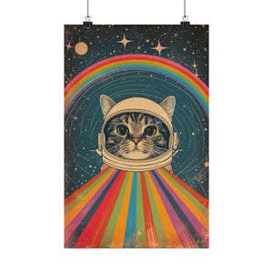 Retro Space Cat Poster Starring Cat Space Poster Vintage Scifi Poster ...