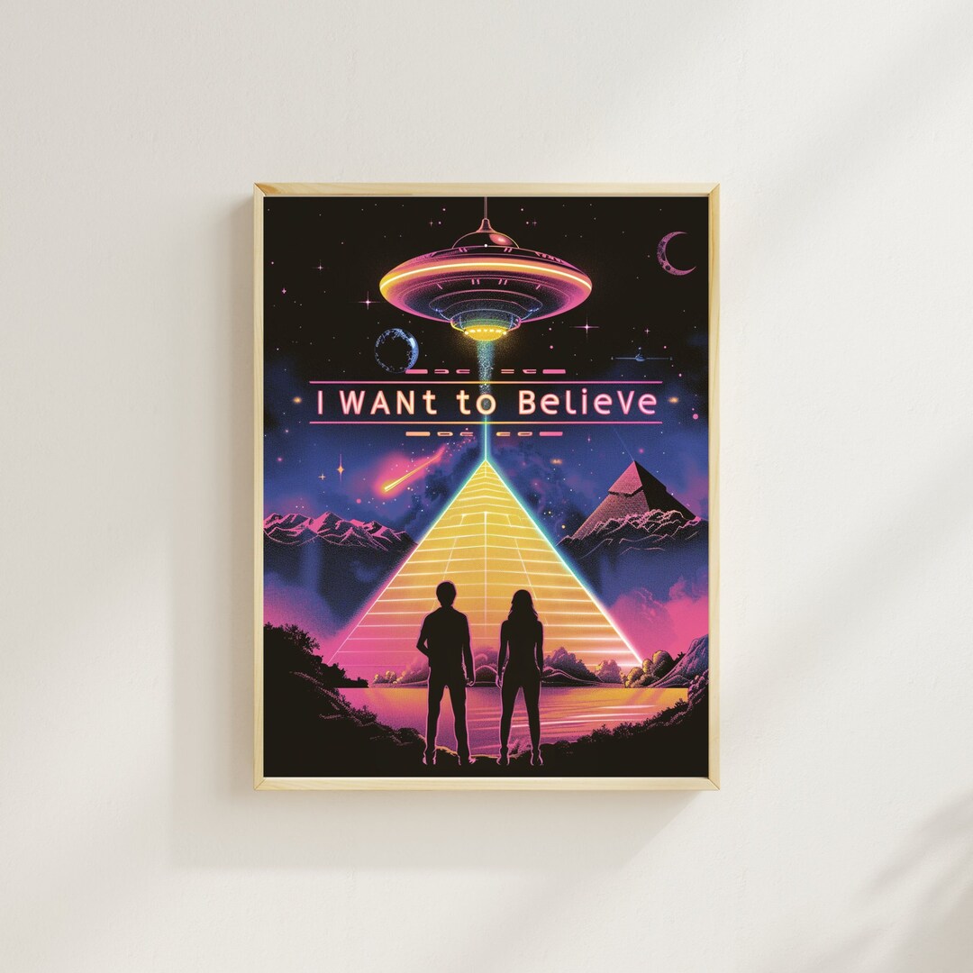Retro UFO Poster 80s Style Vintage Poster I Want to Believe Alien ...