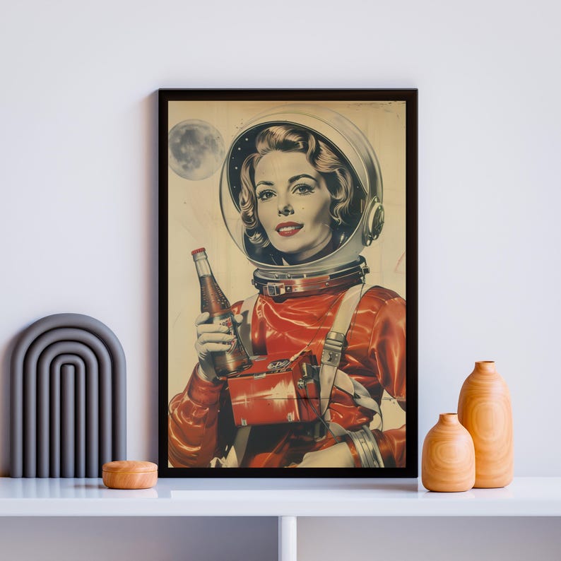 Vintage 1950s Soda Ad Astronaut Poster Space Poster Vintage Scifi ...