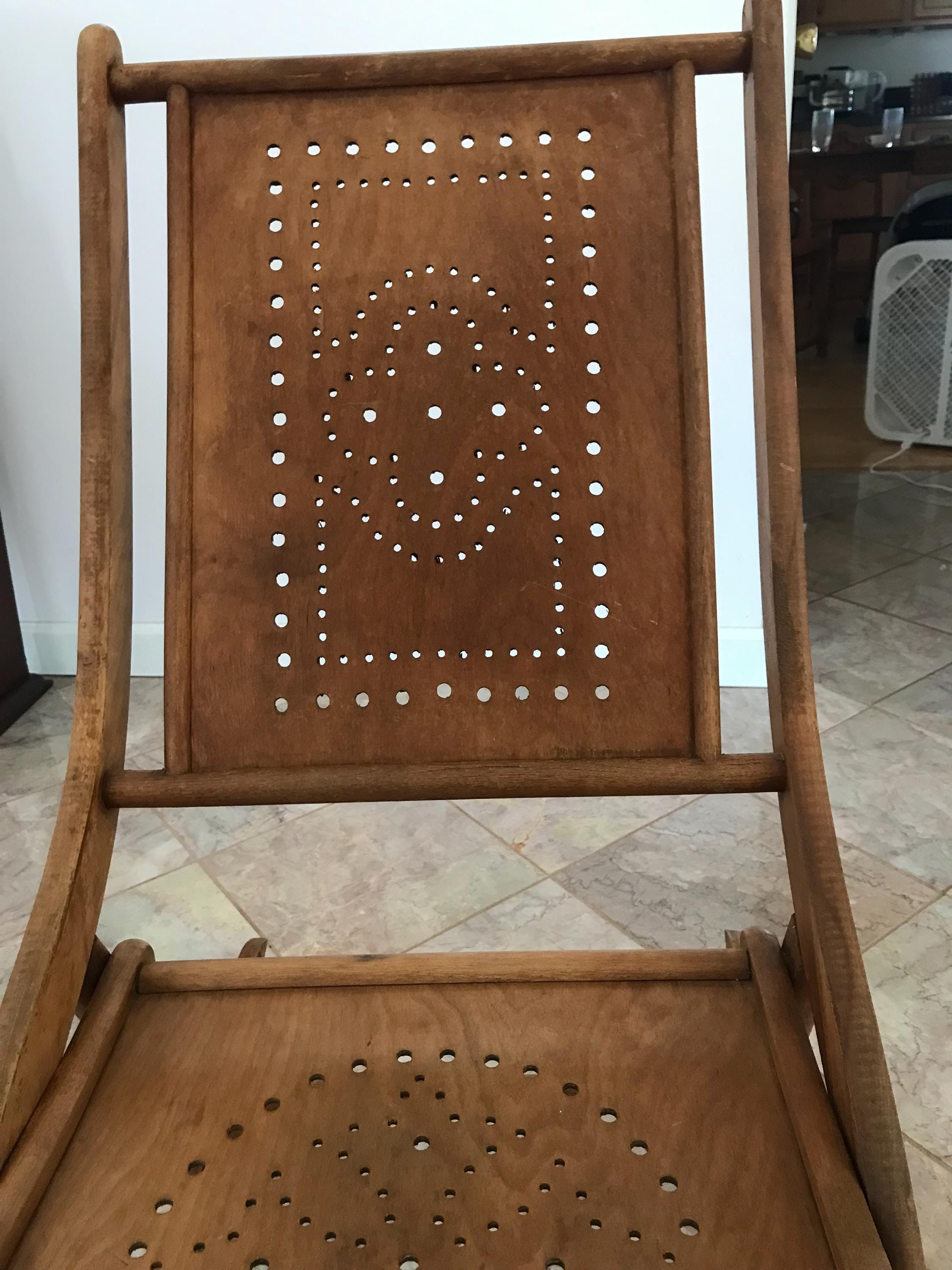 Rare Folding Wood Rocking Chair With Masonic Style Designs in the Back ...