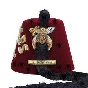 Custom Shriner KHUFU TEMPLE Fez Hat With Rhinestone Embroidery, Bullion ...