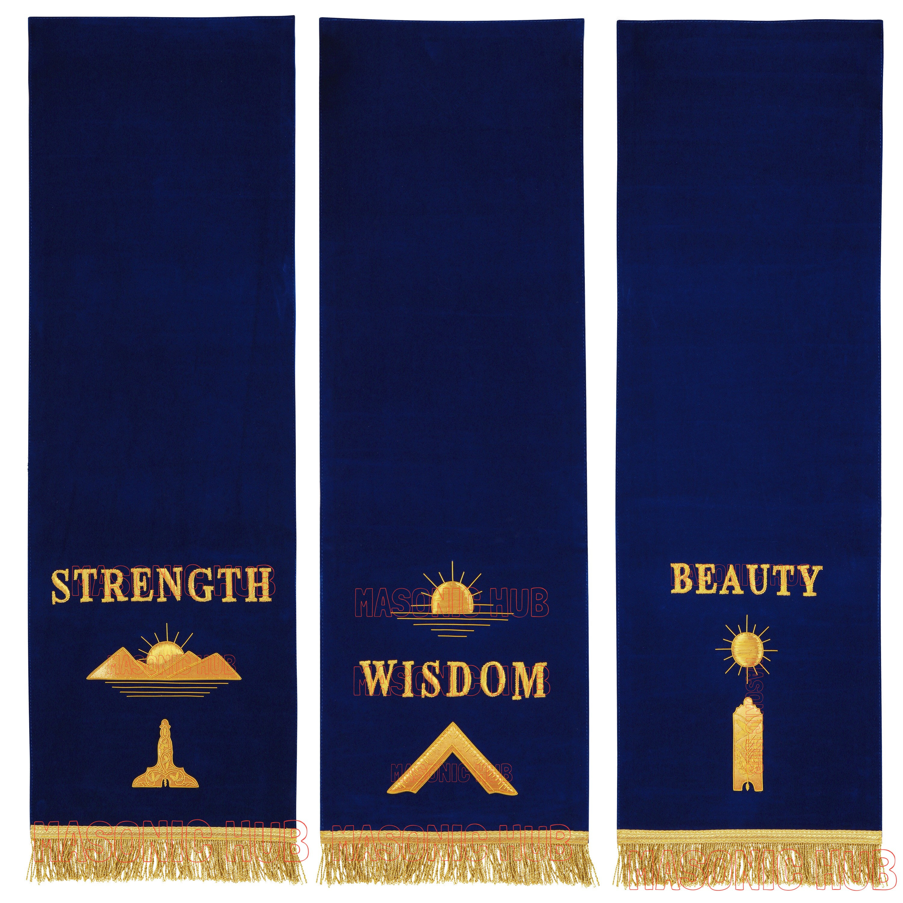 Handcrafted on Velvet Masonic Blue Lodge Pedestal Covers Set of Three ...
