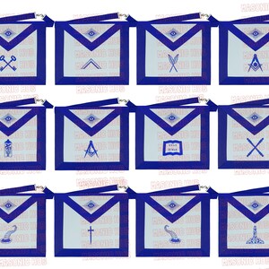Masonic Blue Lodge Officer Aprons Set of 12 - Gloves , Chain Collars ...