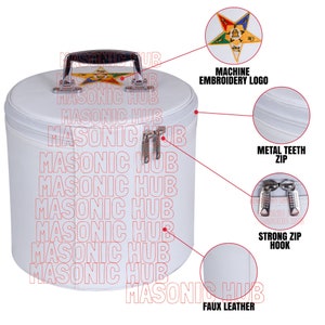 New Order of Eastern Star Fez Cap Case in White With Emblem - Hand Made ...