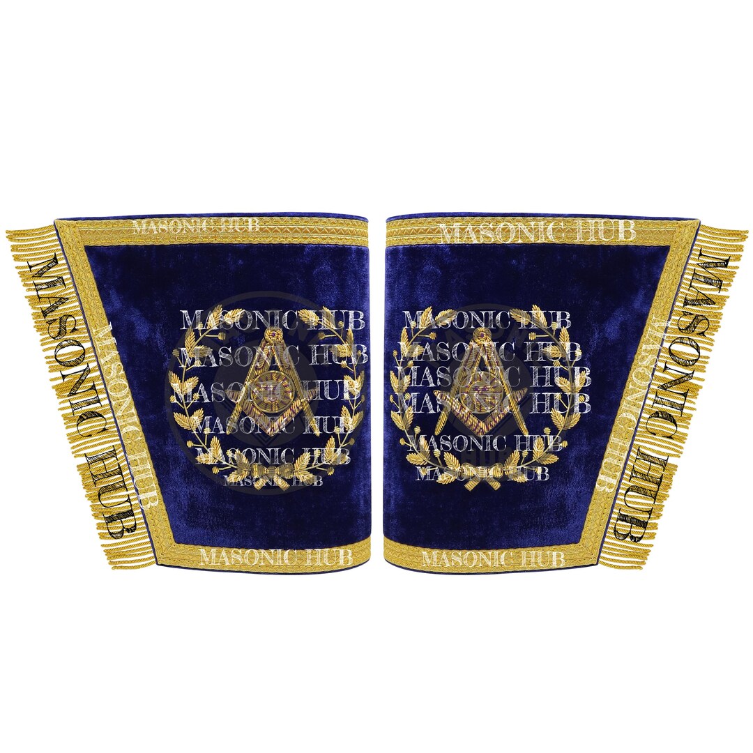 Masonic Grand Lodge Senior Deacon Cuffs Set – Hand Embroidered Gold ...