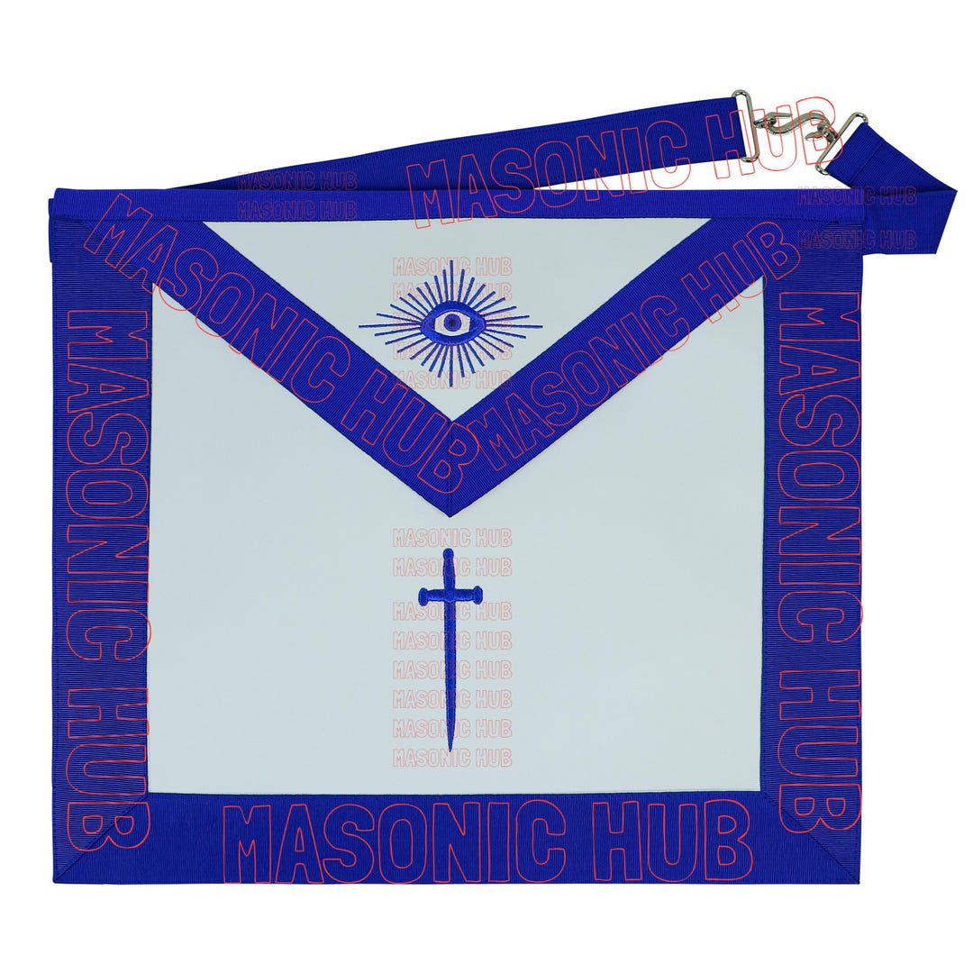 Masonic TYLER Faux Leather Apron Royal Blue Trim - Blue Lodge Officer ...