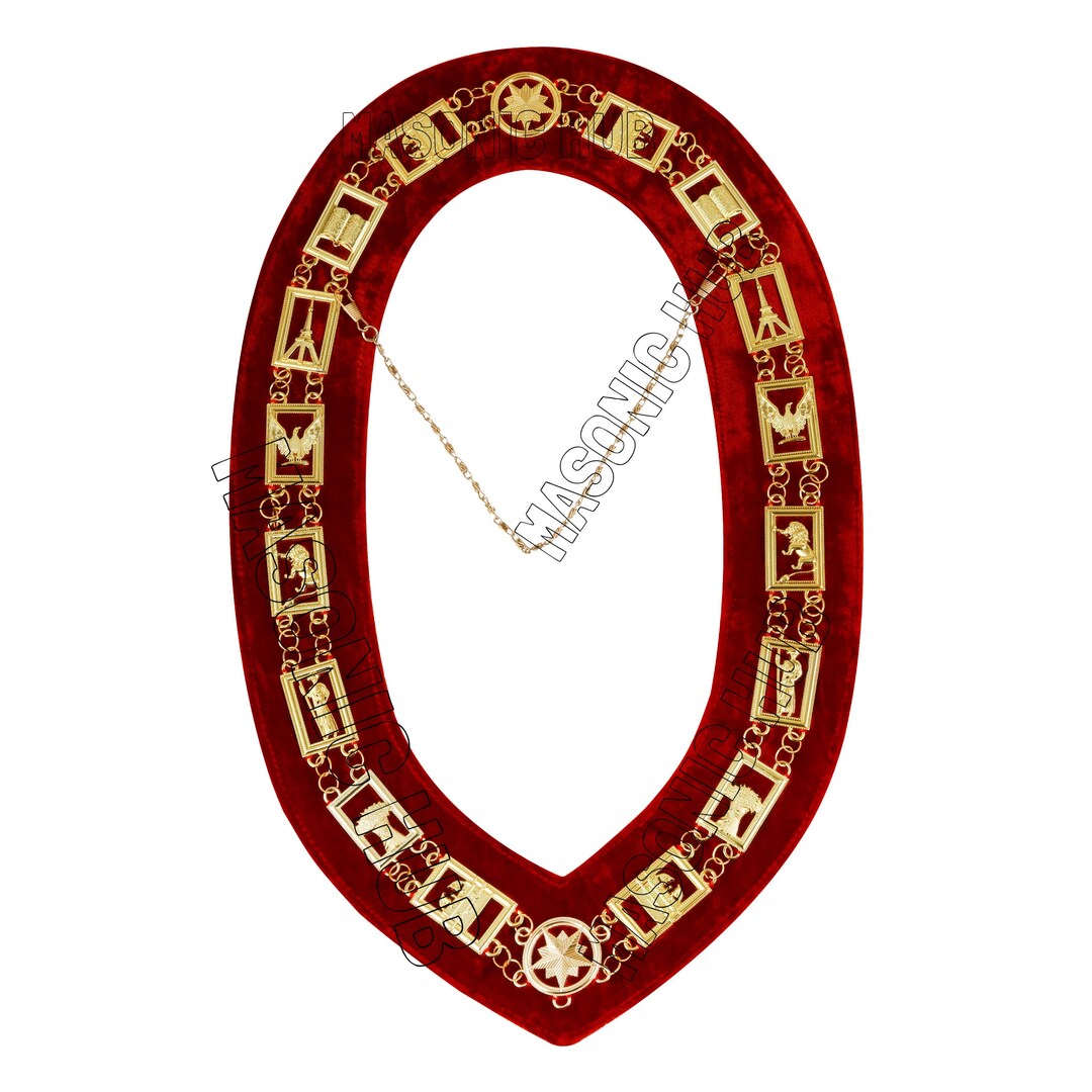 Masonic Heroines of Jericho Women's Chain Collar, HOJ COLLAR Red Backing - GOLD - Etsy