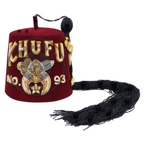 Custom Shriner KHUFU TEMPLE Fez Hat With Rhinestone Embroidery, Bullion ...