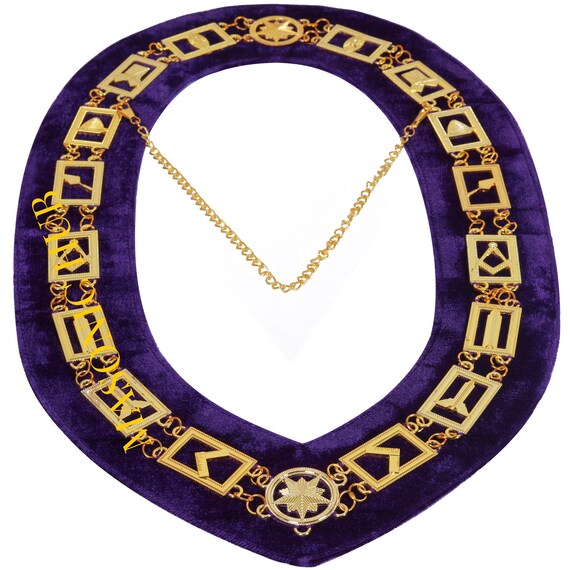Blue Lodge Working Tools Chain Collar Purple Backing Gold - Etsy