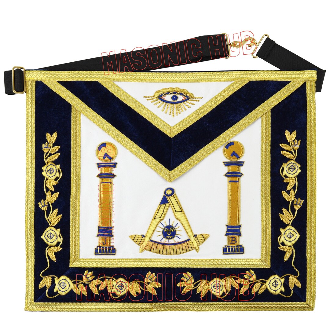 Masonic Past Master Mason 100% Lambskin Apron Handmade Gold Bullion ...