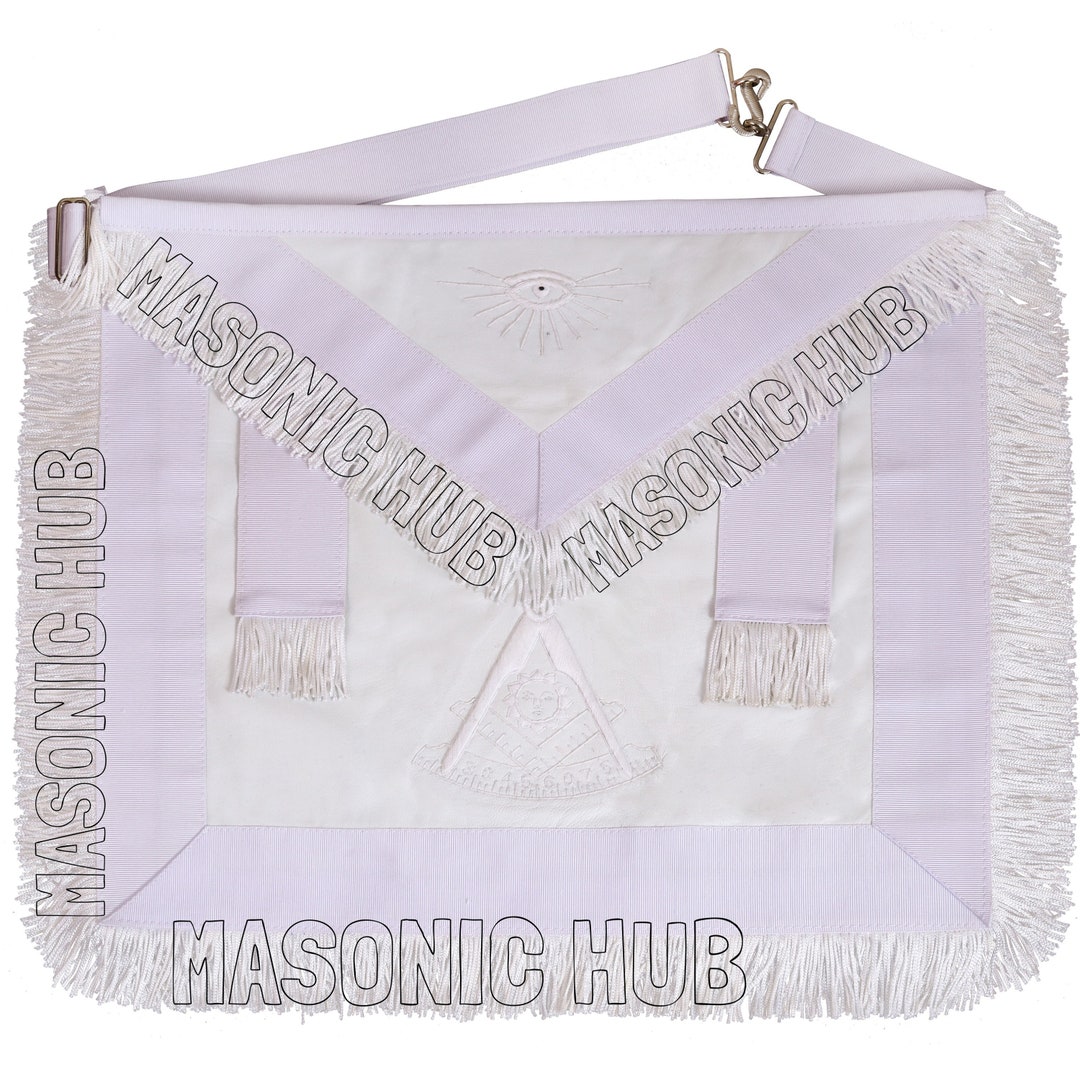 Masonic Past Master 100% Lambskin Apron With Sun - White Fringe Hand ...