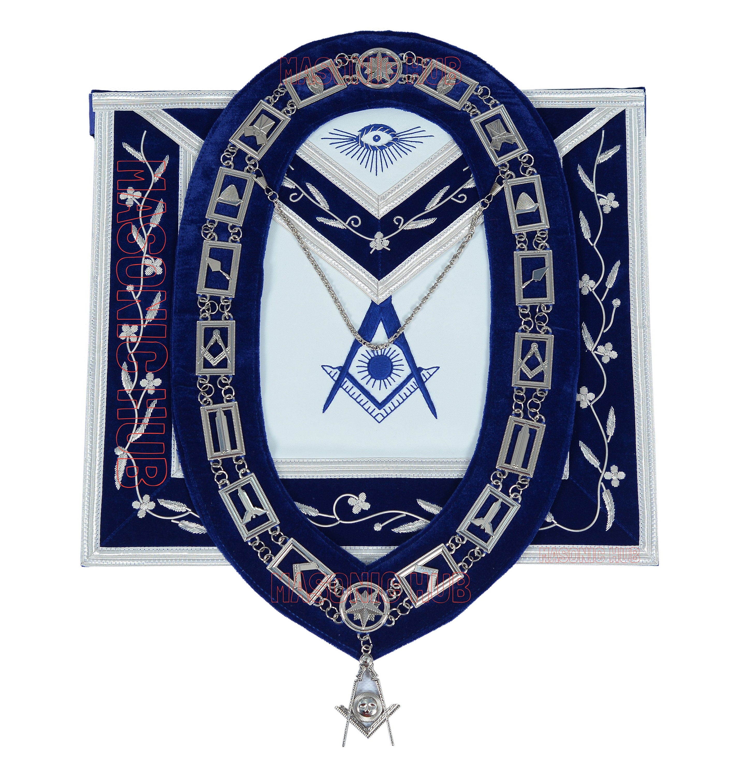 Masonic Blue Lodge Officer 100% Lambskin Apron SENIOR DEACON Chain ...