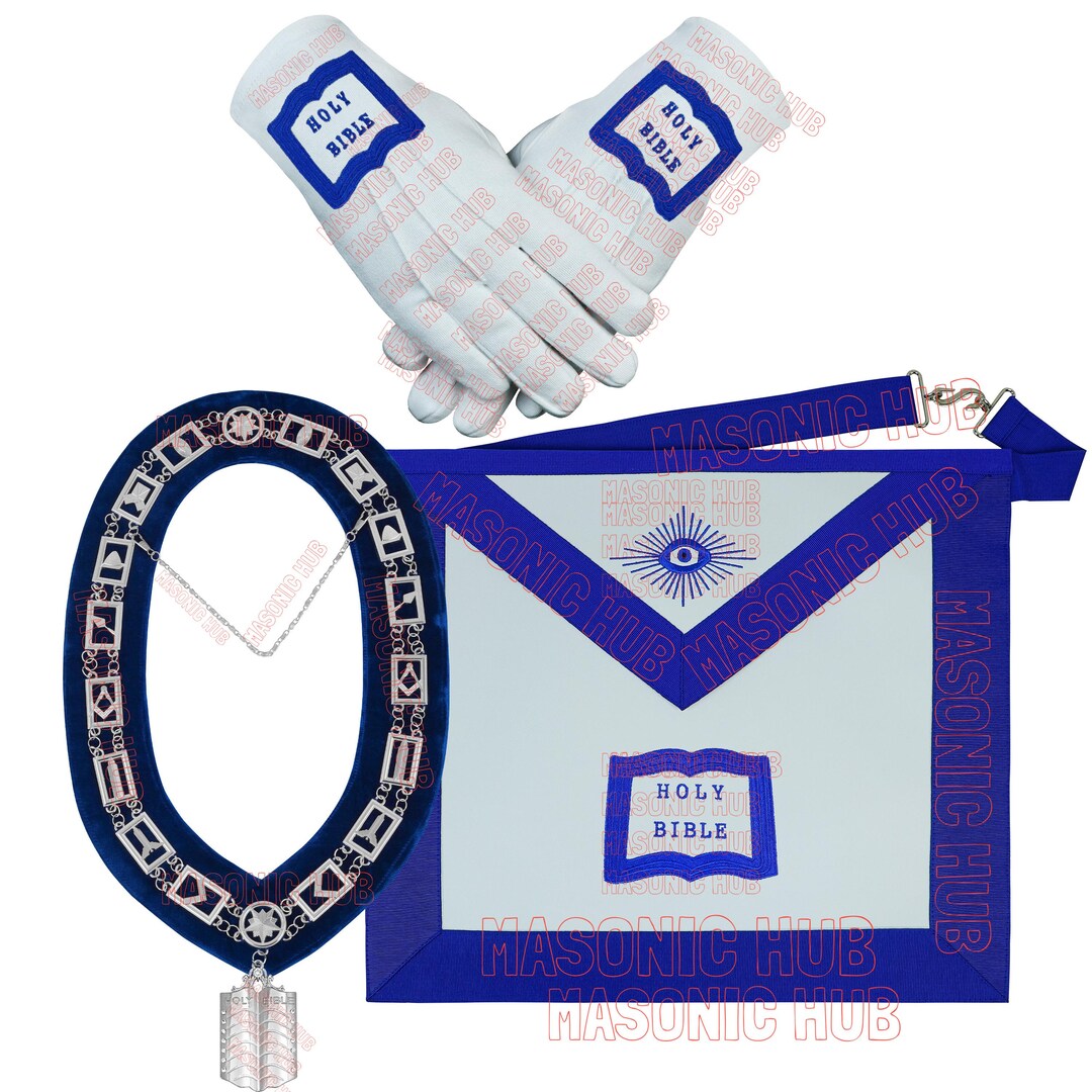 Masonic CHAPLAIN Apron With Chain Collar & Gloves - Blue Lodge Officer ...