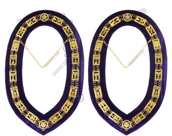 Masonic Regalia Cryptic Mason Royal & Select Master Chain Collar With ...