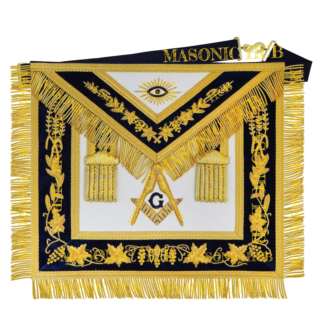 Handmade Masonic Master Mason Apron – 100% Lambskin Gold Bullion ...