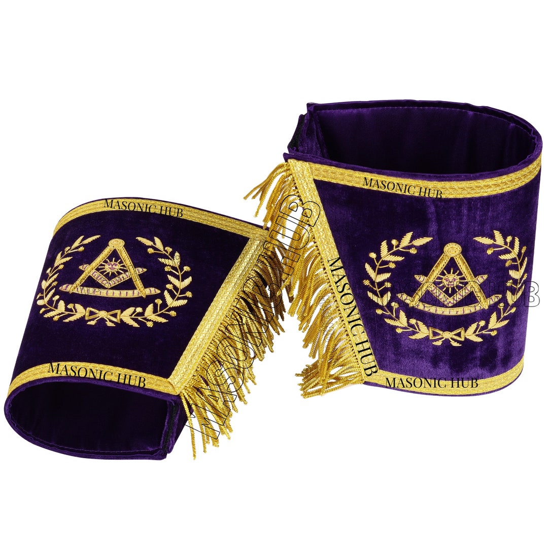 Masonic Grand Past Master Purple Gauntlets - Gold Bullion Threads ...