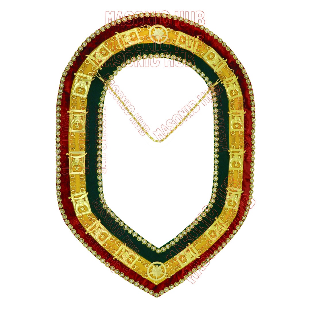 Masonic Shriner Tri-color Deluxe Chain Collar in Red Green & Yellow ...