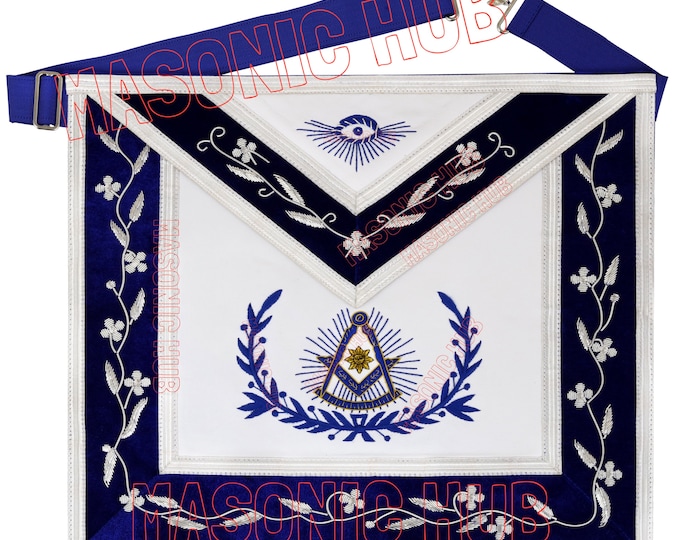 Past Master With Embroidered Border Masonic 100% Lambskin Apron blue ...