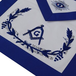 Masonic Master Mason Apron - Lambskin Blue Silk Threads Wreath & Grapes ...