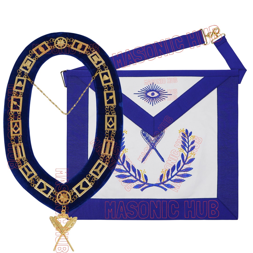 Masonic Regalia Blue Lodge SECRETARY Lambskin Aprons & Chain Collars ...