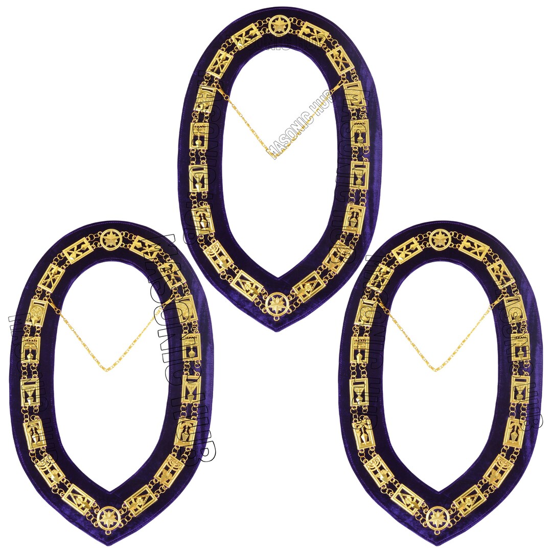 Masonic Regalia Cryptic Mason Royal & Select Master Chain Collar Set of ...