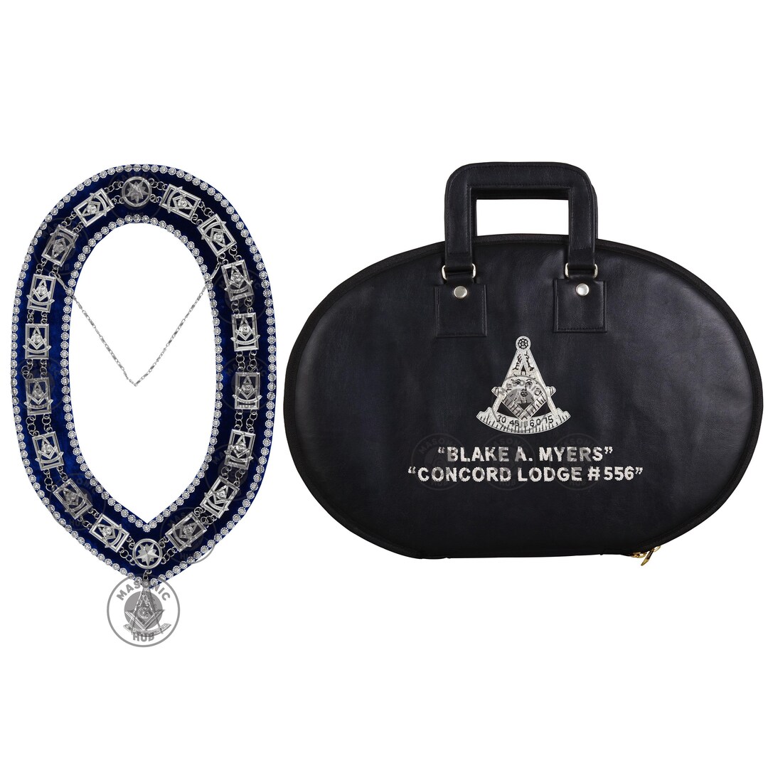 Masonic Hand Embroidered Past Master Chain Collar Case With Handle Soft ...