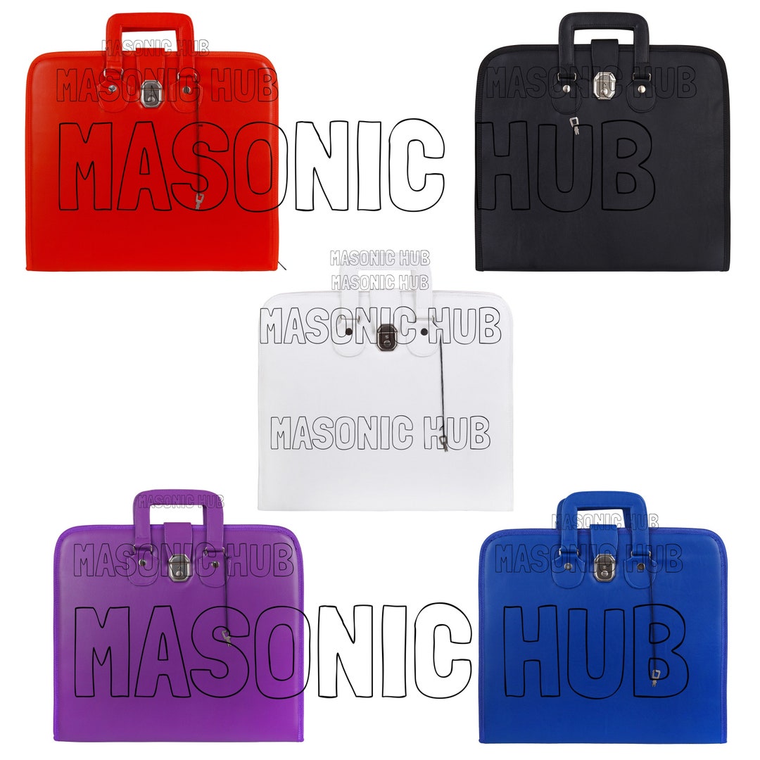 Masonic Regalia Faux Leather Masonic Apron & Chain Collar Soft Case ...