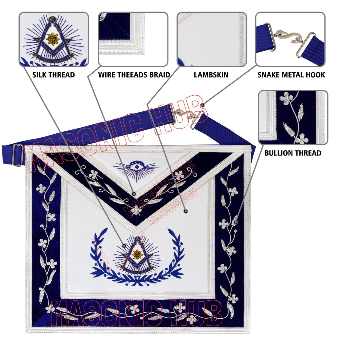 Past Master With Embroidered Border Masonic 100% Lambskin - Etsy